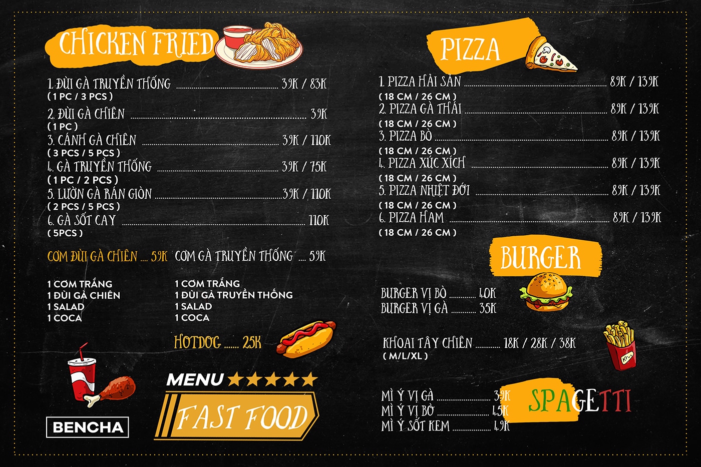 Thiết Kế Menu Nhà Hàng đồ ăn Nhanh ấn Tượng.